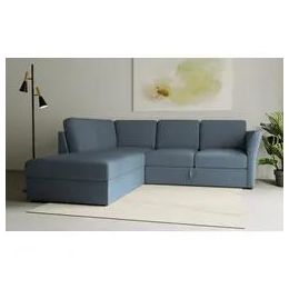 Ecksofa Home Affaire "Lavars, L-Form, Schlafsofa", blau, B:241cm H:90cm T:226cm, 53% strukturiertes Polyester, 47% Polyester, Sofas, Ecksofa, mit Bettfunktion und Stauraum, in zwei verschiedenen Bezugsqualit&auml;ten