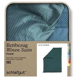 Bettbezug Schlafgut "Premium Bettbezug Woven Fade Satin (1 St)", bunt (petrol deep, gr&uuml;n deep), L:200cm, Mako-Satin, Obermaterial: 100% Baumwolle, Bettbez&uuml;ge, Ton-in-Ton Rei&szlig;verschluss, Fadendichte von 300tc, Streifen, OEKO Tex