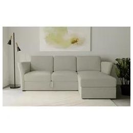 Ecksofa Home Affaire "Lavars, L-Form, Schlafsofa", beige, B:242cm H:90cm T:155cm, 62% Polypropylene, 38% Polyester, Sofas, Ecksofa, mit Bettfunktion und Stauraum, in zwei verschiedenen Bezugsqualit&auml;ten