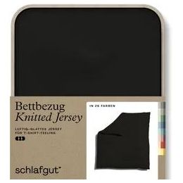 Bettbezug Schlafgut "Premium Bettbezug Knitted Jersey (1 St)", schwarz (off, schwarz), B:200cm L:200cm, Jersey, Obermaterial: 95% Baumwolle, 5% Elasthan, Bettbez&uuml;ge, Ton-in-Ton Rei&szlig;verschluss, Bio-Baumwolle mit Elasthan, Uni, OEKO Tex