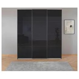 Schwebet&uuml;renschrank Rauch "Kleiderschrank Schrank Garderobe KOLUNA mit hochwertiger Glasfront", grau (graumetallic, glas basalt), B:203cm H:210cm T:62cm, Holzwerkstoff, Schr&auml;nke, Schwebet&uuml;renschrank, inkl. 2 Innenschubladen sowie extra Einlegeb&ouml;den MADE IN GERMANY