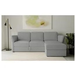 Ecksofa Home Affaire "Lavars, L-Form, Schlafsofa", grau (warm grau), B:242cm H:90cm T:155cm, 62% Polypropylene, 38% Polyester, Sofas, Ecksofa, mit Bettfunktion und Stauraum, in zwei verschiedenen Bezugsqualit&auml;ten
