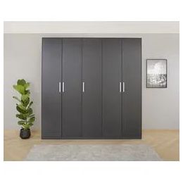 Dreht&uuml;renschrank Rauch "Kleiderschrank Schrank Garderobe KOLUNA mit Dekor-Front", grau (graumetallic), B:226cm H:210cm T:54cm, Holzwerkstoff, Schr&auml;nke, Dreht&uuml;renschrank, inkl. 2 Innenschubladen sowie extra Einlegeb&ouml;den MADE IN GERMANY