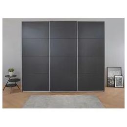 Schwebet&uuml;renschrank Rauch "Kleiderschrank Schrank Garderobe KOLUNA mit Dekor-Front", grau (graumetallic), B:271cm H:210cm T:62cm, Holzwerkstoff, Schr&auml;nke, Schwebet&uuml;renschrank, inkl. 2 Innenschubladen sowie extra Einlegeb&ouml;den MADE IN GERMANY