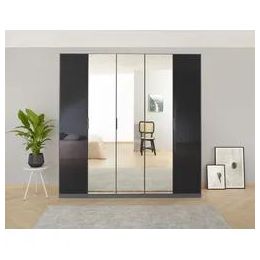 Dreht&uuml;renschrank Rauch "Kleiderschrank Schrank Garderobe KOLUNA mit hochwertiger Glas-Front", grau (graumetallic, glas basalt), B:226cm H:210cm T:54cm, Holzwerkstoff, Schr&auml;nke, Dreht&uuml;renschrank, mit Spiegel, inkl. 2 Innenschubladen sowie extra B&ouml;den MADE IN GERMANY