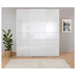 Schwebet&uuml;renschrank Rauch "Kleiderschrank Schrank Garderobe KOLUNA mit hochwertiger Glasfront", wei&szlig; (alpinwei&szlig;, glas kristallwei&szlig;), B:203cm H:210cm T:62cm, Holzwerkstoff, Schr&auml;nke, Schwebet&uuml;renschrank, inkl. 2 Innenschubladen sowie extra Einlegeb&ouml;den MADE IN GERMANY