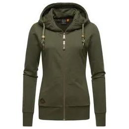 Kapuzensweatjacke Ragwear "Paya Intl.", Damen, Gr. M (38), gr&uuml;n (olivgr&uuml;n), Material: 50% Baumwolle, 50% Polyester, tailliert h&uuml;ftbedeckend, hoch geschlossener Ausschnitt, eng Rippb&uuml;ndchen, Sweatjacken, sportlicher Damen Kapuzensweater mit Kordeln