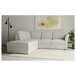 Ecksofa Home Affaire "Lavars, L-Form, Schlafsofa", braun (latte), B:241cm H:90cm T:226cm, 53% strukturiertes Polyester, 47% Polyester, Sofas, Ecksofa, mit Bettfunktion und Stauraum, in zwei verschiedenen Bezugsqualit&auml;ten