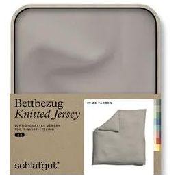Bettbezug Schlafgut "Premium Bettbezug Knitted Jersey (1 St)", beige (sand mid), B:200cm L:200cm, Jersey, Obermaterial: 95% Baumwolle, 5% Elasthan, Bettbez&uuml;ge, Ton-in-Ton Rei&szlig;verschluss, Bio-Baumwolle mit Elasthan, Uni, OEKO Tex