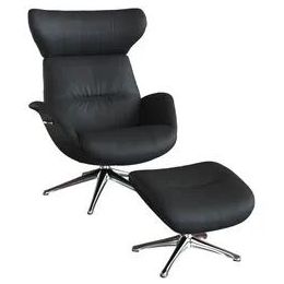 Relaxsessel FLEXLUX "Fernsehsessel More, ergonomisch, drehbar, robuster Fu&szlig;, Scandi", schwarz (deep schwarz), B:90cm H:107cm T:89cm, 100% Echtleder, Sessel, Relaxsessel, Premium Komfort, R&uuml;cken- und Kopfteilverstellung, Drehbar, Fu&szlig; Alu