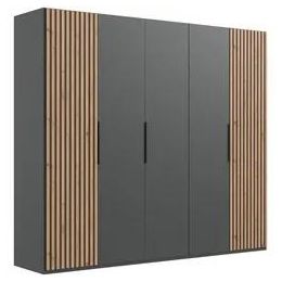 Dreht&uuml;renschrank wimex "Andorra by fresh to go", schwarz (graphit, akustikpaneel optik artisan eiche nachbildung), B:250cm H:216cm T:58cm, Holzwerkstoff, Schr&auml;nke, Dreht&uuml;renschrank, Mit 3D-Leisten f&uuml;r Akustikpaneel-Optik