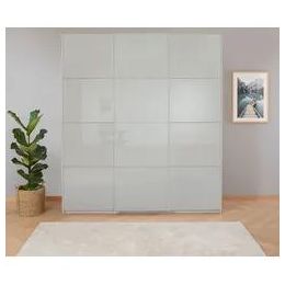 Schwebet&uuml;renschrank Rauch "Kleiderschrank Schrank Garderobe KOLUNA mit hochwertiger Glasfront", grau (seidengrau, glas seidengrau), B:203cm H:229cm T:62cm, Holzwerkstoff, Schr&auml;nke, Schwebet&uuml;renschrank, inkl. 2 Innenschubladen sowie extra Einlegeb&ouml;den MADE IN GERMANY