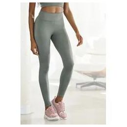 Seamless Leggings Lascana "Po Push Up", Damen, Gr. XS (32/34), N-Gr, gr&uuml;n, Obermaterial: 91% Polyamid, 8% Elasthan, 1% Polyester, unifarben, figurbetont lang, Hosen, mit Rippstruktur und Shapingeffekt, Sporthose, Sportleggings