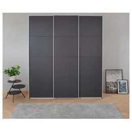 Schwebet&uuml;renschrank Rauch "Kleiderschrank Schrank Garderobe KOLUNA mit Dekor-Front", grau (graumetallic), B:203cm H:229cm T:62cm, Holzwerkstoff, Schr&auml;nke, Schwebet&uuml;renschrank, inkl. 2 Innenschubladen sowie extra Einlegeb&ouml;den MADE IN GERMANY