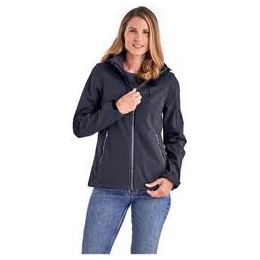 Softshelljacke Killtec "Damen Softshelljacke", Damen, Gr. 42, blau (navy), Oberseite: 100% Polyester;R&uuml;ckseite: 100% Polyester, Jacken Softshelljacke, Wasserabweisende, winddichte Softshelljacke mit abnehmbarer Kapuze