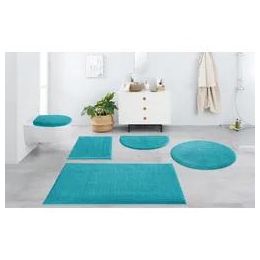 Badematte my home "Vanessa, Badvorleger, Badezimmer Teppich" Gr. 8, blau (t&uuml;rkis), H:10mm, Polyester, Badematten, Badematte, Badteppich, weiche Haptik, unifarben