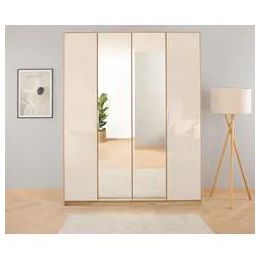 Dreht&uuml;renschrank Rauch "Kleiderschrank Schrank Garderobe KOLUNA mit hochwertiger Glas-Front", beige (eiche artisan, glas champagner), B:181cm H:210cm T:54cm, Holzwerkstoff, Schr&auml;nke, Dreht&uuml;renschrank, mit Spiegel, inkl. 2 Innenschubladen sowie extra B&ouml;den MADE IN GERMANY