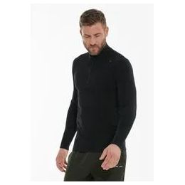 Strickpullover ELITE LAB "WOOL X1 Elite", Herren, Gr. XXL, schwarz (schwarz, schwarz), 67% Viskose, 28% Wolle, 5% Elasthan, unifarben, normal, hoch geschlossener Ausschnitt, Pullover Strickpullover, aus einem Merino-Mix