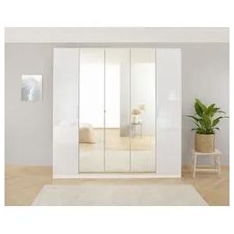 Dreht&uuml;renschrank Rauch "Kleiderschrank Schrank Garderobe Ankleide KOLUNA mit Hochglanz-Front", wei&szlig; (alpinwei&szlig;, hochglanz wei&szlig;), B:226cm H:229cm T:54cm, Holzwerkstoff, Schr&auml;nke, Dreht&uuml;renschrank, mit Spiegel, inkl. 2 Innenschubladen sowie extra B&ouml;den MADE IN GERMANY