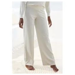 Strickhose Lascana, Damen, Gr. 32/34, N-Gr, beige (cream), Obermaterial: 50% Viskose, 28% Polyester, 22% Nylon, unifarben, Basic, bequem lang, Hosen, mit weitem Bein, Loungewear