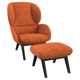 Ohrensessel FLEXLUX "Adria Designsessel, Loungesessel", orange (burned orange), B:78cm H:100cm T:96cm, 85% Polyester/15%Polyamide, Sessel, Ohrensessel, Stil & Komfort, organische Form, Fu&szlig; Holz schwarz