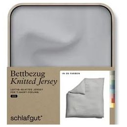 Bettbezug Schlafgut "Premium Bettbezug Knitted Jersey (1 St)", grau (grau light), B:200cm L:200cm, Jersey, Obermaterial: 95% Baumwolle, 5% Elasthan, Bettbez&uuml;ge, Ton-in-Ton Rei&szlig;verschluss, Bio-Baumwolle mit Elasthan, Uni, OEKO Tex