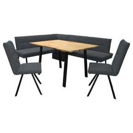 Eckbankgruppe OTTO HOME "Sava", grau (dunkelgrau, dunkelgrau neve 97, schwarz), B:211cm H:84cm T:170cm, 100% PES, Sitzm&ouml;bel-Sets, Eckbankgruppe, Eckbank mit Wellenfederung im Sitz, Tisch Massiv Eiche