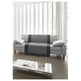 Sofaschoner Biederlack "Cotton Cover Salt & Pepper", grau (anthrazit), B:100cm L:200cm, Baumwolle, Polyacryl, Polyester, Sesselschoner, mit Fransen