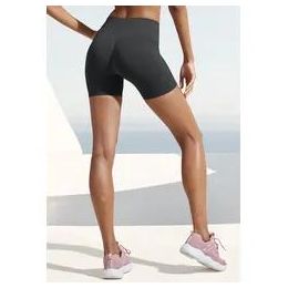 Funktionsshorts Lascana "Po Push Up", Damen, Gr. L (44/46), N-Gr, schwarz, Rippware, Obermaterial: 91% Polyamid, 8% Elasthan, 1% Polyester, unifarben, figurbetont ca. Mitte Oberschenkel, Hosen, mit Rippstruktur und Shapingeffekt, Sportshorts