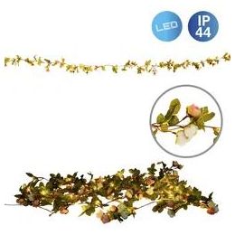N&auml;ve N&Auml;VE LED-Lichterkette "R&ouml;schen", bunt, Dioden 40 Stk., Kabell&auml;nge 5m x Gesamtl&auml;nge 4,2m, Lichterketten, wei&szlig;e und rosa Rosenbl&uuml;ten, warmwei&szlig;e LED, L&auml;nge 420cm, Zuleitung 5m