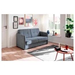 Schlafsofa Home Affaire "Milano", blau, B:147cm H:89cm T:87cm, 100% Polyester, Sofas, Schlafsofa, zwei einzeln ausziehbare Liegefunktionen