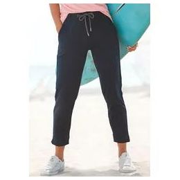 7/8-Hose ELBSAND "Ivalo", Damen, Gr. XL (42), N-Gr, blau (marine), Sweatware, Obermaterial: 95% Baumwolle, 5% Elasthan, unifarben, figurumspielend 7/8-L&auml;nge, Hosen 7/8-Hose, aus Sweatware, Jogginghose, Relaxhose, Freizeitlook, Topseller