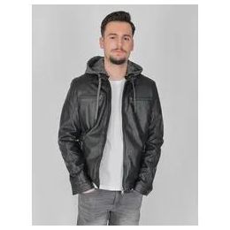 Lederjacke Mustang "Foster", Herren, Gr. 4XL, schwarz, Obermaterial: 100% Lammleder. Wattierung: 100% Polyester. Kapuze: 100% Baumwolle. Innenfutter: 100% Baumwolle, ohne B&uuml;ndchen, Jacken