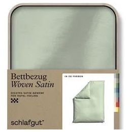 Bettbezug Schlafgut "Woven Satin", gr&uuml;n (gr&uuml;n light), L:200cm, Mako-Satin, Obermaterial: 100% Baumwolle, Bettbez&uuml;ge, besonders dicht gewebt, Mix & Match: passender Kissenbezug erh&auml;ltlich
