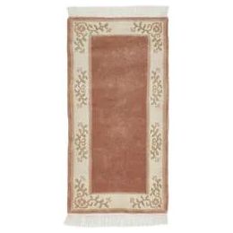 Wollteppich LUXOR living "Giza", rosa (altrosa), B:70cm H:12mm L:140cm, Obermaterial: 100% Wolle, Teppiche, reine Wolle, handgekn&uuml;pft, mit Bord&uuml;re und Fransen