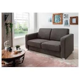 Schlafsofa Home Affaire "Mia Probleml&ouml;ser Sofa, Einzelauszug, Bettsofa, zeitlos und bequem", braun (dunkelbraun), B:159cm H:88cm T:87cm, 92% Polyester, 8% Nylon, Sofas, Schlafsofa, mit 2 Einzelausz&uuml;gen als L&auml;ngsschl&auml;fer