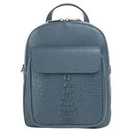 Cityrucksack CLUTY, Damen, Gr. B/H/T: 26cm x 22cm x 9cm, onesize, blau, Leder, Rindsleder, Rucks&auml;cke Cityrucksack, echt Leder, Made in Italy