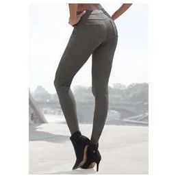 Leggings Lascana, Damen, Gr. 40/42, N-Gr, beige (beige schwarz gemustert), Obermaterial: 84% Polyester, 13% Viskose, 3% Elasthan, figurbetont kn&ouml;chelfrei, Hosen Leggings, mit Ajour Karomuster