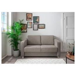 Schlafsofa Home Affaire "Mia Probleml&ouml;ser Sofa, Einzelauszug, Bettsofa, zeitlos und bequem", grau (grau, braun), B:159cm H:88cm T:87cm, 100% Polyester, Sofas, Schlafsofa, mit 2 Einzelausz&uuml;gen als L&auml;ngsschl&auml;fer