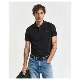 Poloshirt Gant "SLIM SHIELD SS PIQUE POLO", Herren, Gr. XXL, schwarz, Jersey, Obermaterial: 100% Baumwolle, unifarben, slim fit h&uuml;ftlang, hoch geschlossener Ausschnitt, Rippb&uuml;ndchen, Shirts, mit Logostickerei auf der Brust