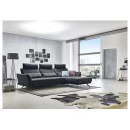 Ecksofa DIE PLANBAR "MP-IN20041 L-Form", grau (anthrazit), B:285cm H:84cm T:178cm, 100% Polyester, Sofas, Ecksofa, optional Sitztiefenverstellung und Kopfst&uuml;tzen