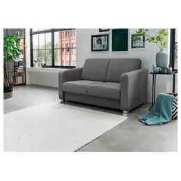 Schlafsofa Home Affaire "Mia Probleml&ouml;ser Sofa, Einzelauszug, Bettsofa, zeitlos und bequem", grau (grau, braun), B:159cm H:88cm T:87cm, 100% Polyester, Sofas, Schlafsofa, mit 2 Einzelausz&uuml;gen als L&auml;ngsschl&auml;fer
