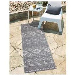 Teppich Carpet City "In-& Outdoorteppich Santorini 435, 3D-Effekt, Boho-Look", grau (anthrazit), B:80cm H:5mm L:250cm, Polypropylen, Teppiche, Teppich, Wetterfest & UV-best&auml;ndig f&uuml;r Terrasse, Balkon, K&uuml;che, Flur