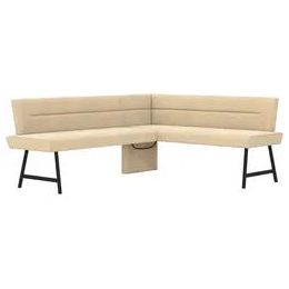Eckbank OTTO HOME "Sava", beige (latte (aulla 08)), B:211cm H:84cm, 100% rPES, Sitzb&auml;nke, Eckbank, mit Wellenfederung im Sitz