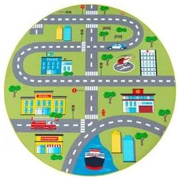 Kinderteppich Paco Home "Bino 570", gr&uuml;n, H:4mm &Oslash;:200cm, Polyester, Teppiche, Kinderteppich, Kurzflor, Stra&szlig;en-Spiel-Teppich, Kinderzimmer