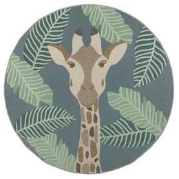 Teppich FLAIR RUGS "Eric Giraffe", blau, H:2mm &Oslash;:160cm, Kunstfaser, Teppiche, Teppich, Outdoor geeignet