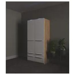 Kleiderschrank Priess "Schrank Garderobe W&auml;scheschrank Barcelona in 5 Breiten", wei&szlig; (eichefarben artisan, wei&szlig;), B:94cm H:193cm T:54cm, Holzwerkstoff, Schr&auml;nke, Kleiderschrank, viel Stauraum, ger&auml;umige Schubk&auml;sten, mit Spiegel, MADE IN GERMANY