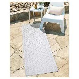 Teppich Carpet City "In-& Outdoorteppich Santorini 446, 3D-Effekt, Geo-Muster", grau, B:80cm H:5mm L:250cm, Polypropylen, Teppiche, Teppich, Wetterfest & UV-best&auml;ndig f&uuml;r Terrasse, Balkon, K&uuml;che, Flur