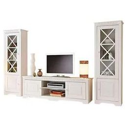 Wohnwand OTTO HOME "Lisa", wei&szlig;, B:295cm, Massivholz, Kastenm&ouml;bel-Sets, Wohnwand, bestehend aus zwei Vitrinen und einem Lowboard, massives Kiefernholz