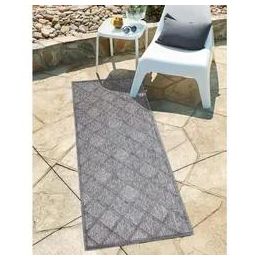 Teppich Carpet City "In-& Outdoorteppich Santorini 457, 3D-Effekt, Raute-Look", grau (anthrazit), B:80cm H:5mm L:250cm, Polypropylen, Teppiche, Teppich, Wetterfest & UV-best&auml;ndig f&uuml;r Terrasse, Balkon, K&uuml;che, Flur